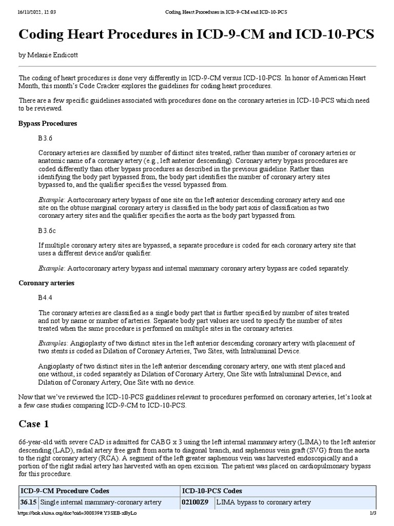 CABG PCS Coding | PDF | Coronary Artery Bypass Surgery | Percutaneous ...