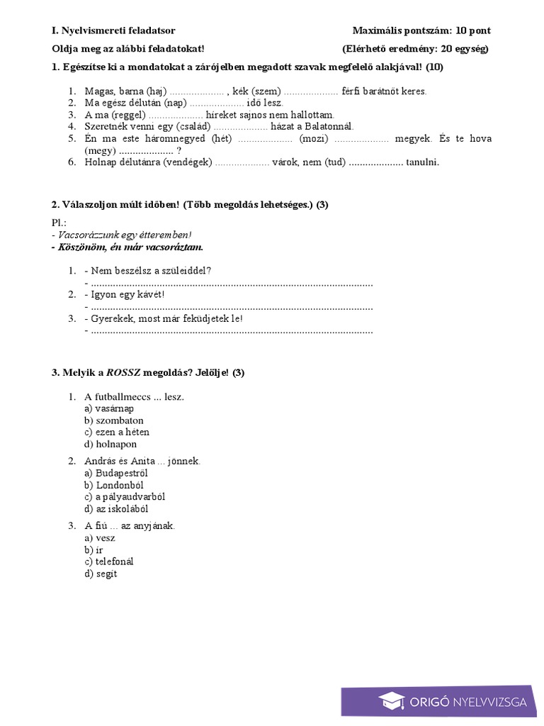 Magyar Mint Idegen Nyelv b1 | PDF