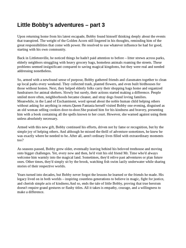 Little Bobby S Adventures Part 3 Pdf