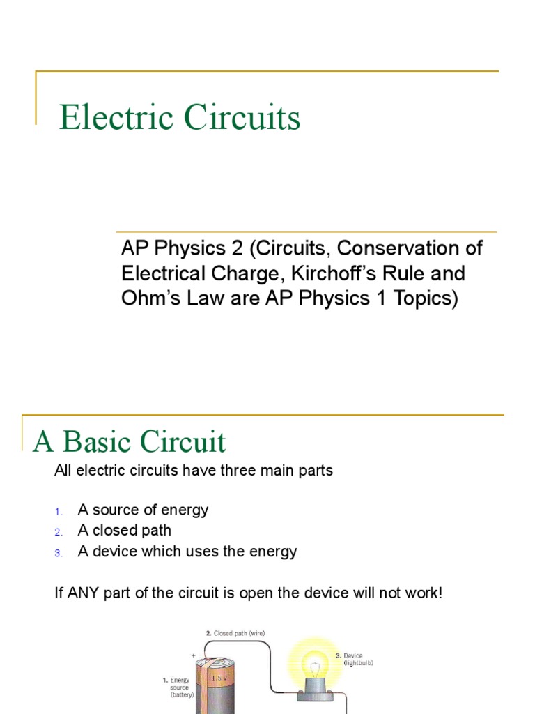 AP Physics 2 - CH 18 Electric Circuits | PDF