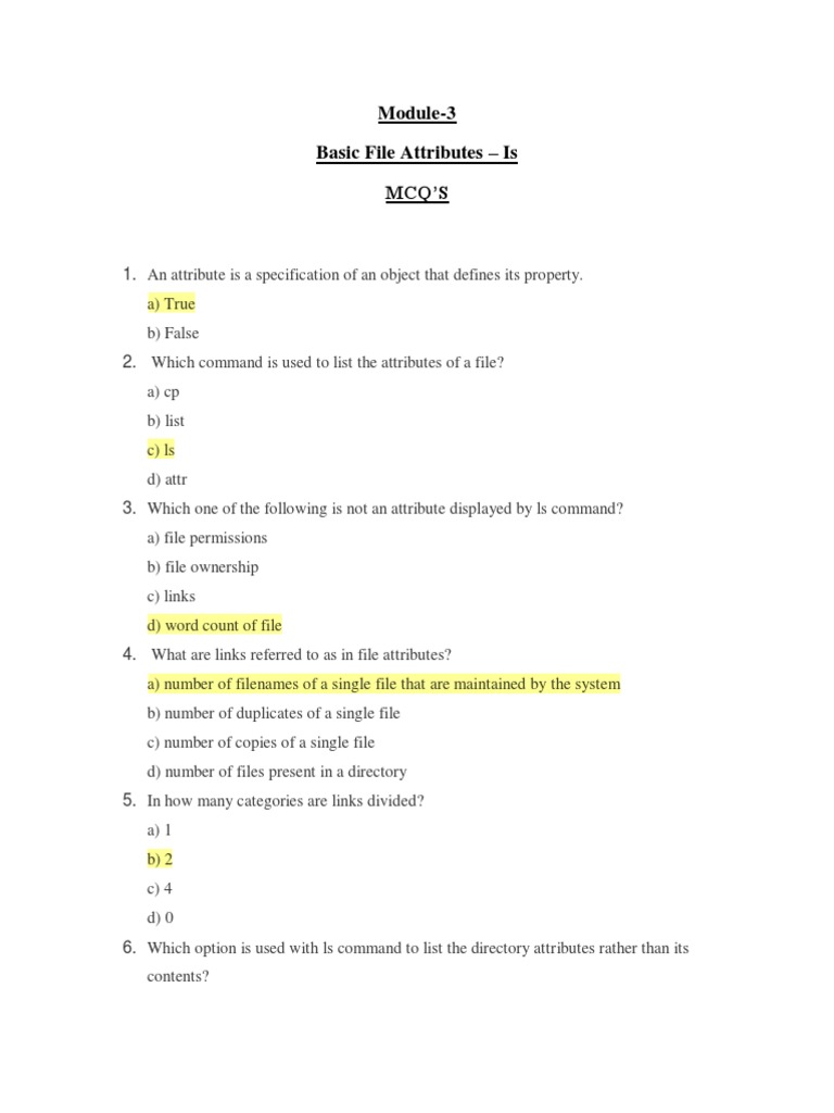 Unix Module 3 MCQ | PDF | Computer File | Computer Engineering