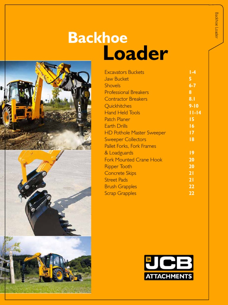 Backhoe Loader Attachments | PDF | Loader (Equipment) | Construction ...