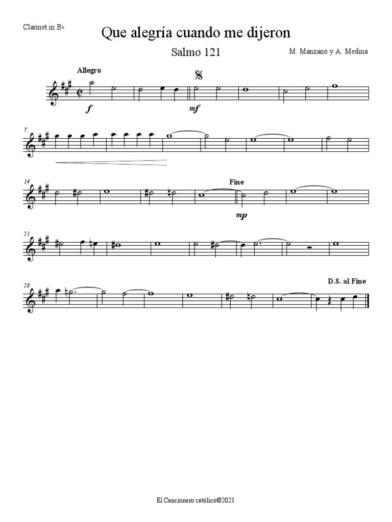 1 Que Alegría Cuando Me Dijeron Clarinete | PDF 1 Que Alegría Cuando Me Dijeron Clarinete | PDF