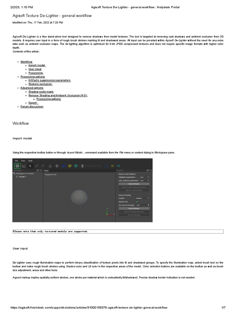 Agisoft Texture De-Lighter - General Workflow - Helpdesk Portal | PDF