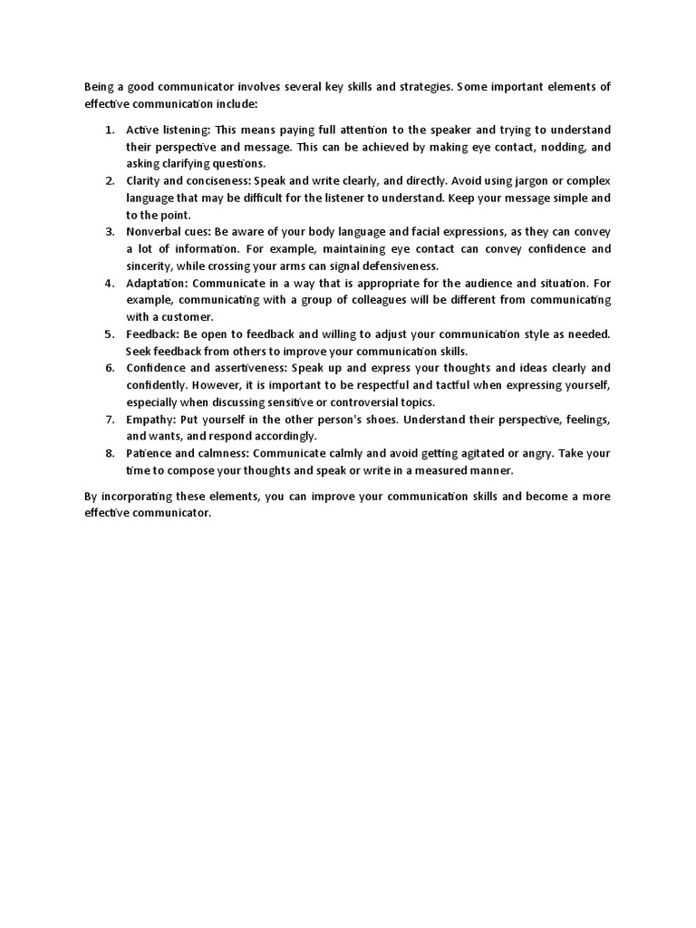 Being A Good Communicator | PDF