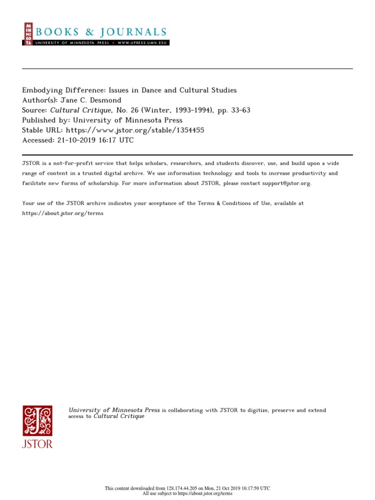 Embodying Difference Issues in Dance and | PDF | Dances | Slavery