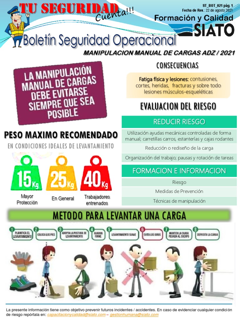 Tu Seguridad St Bot 021 22082021 Manipulacion Manual De Cargas Pdf