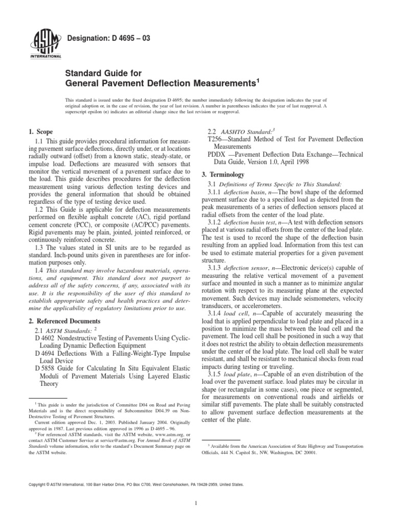 Benkelmann ASTM Standard D4695-03 | PDF