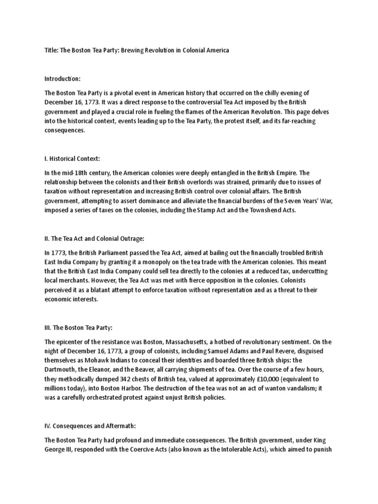 The Boston Tea Party Brewing Revolution in Colonial America | Download ...