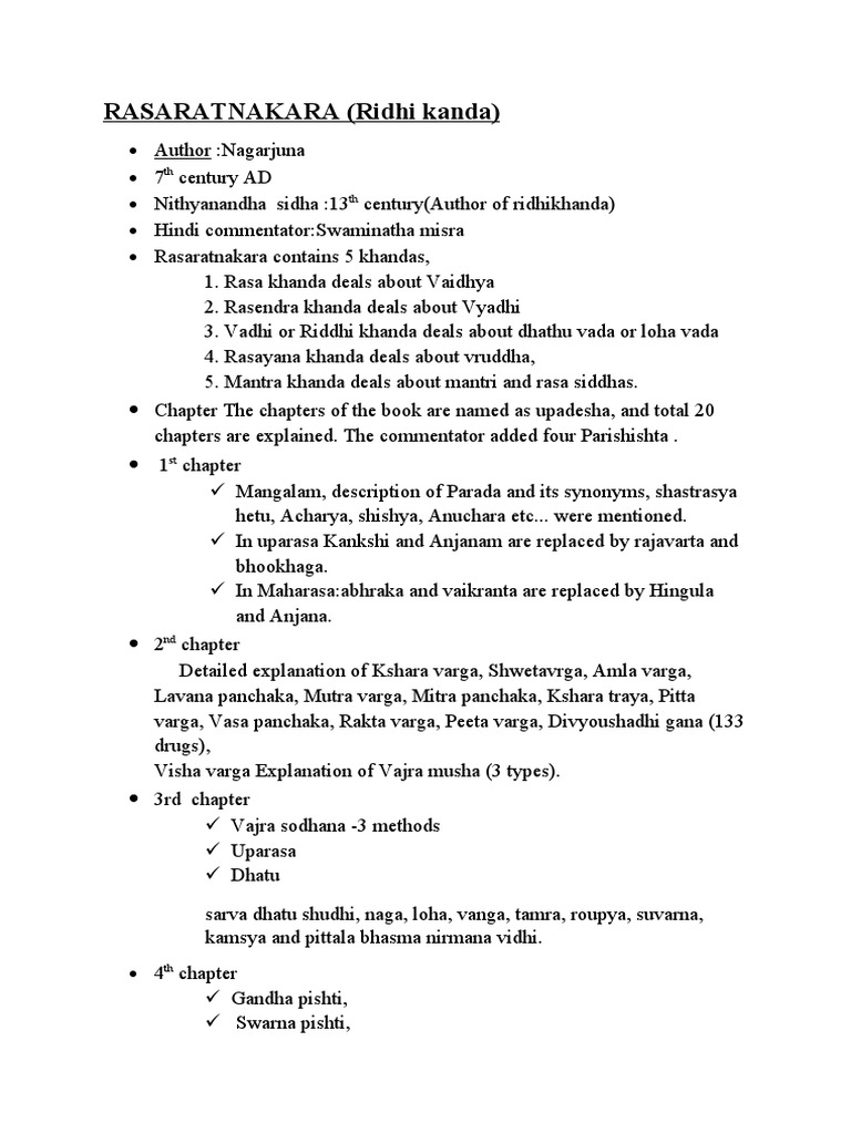 Overview of Rasaratnakara Texts | PDF