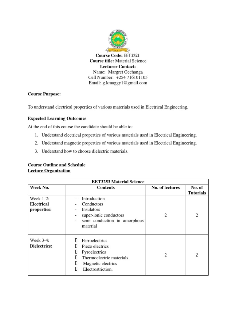 EET3253 Material Science-2023 | PDF