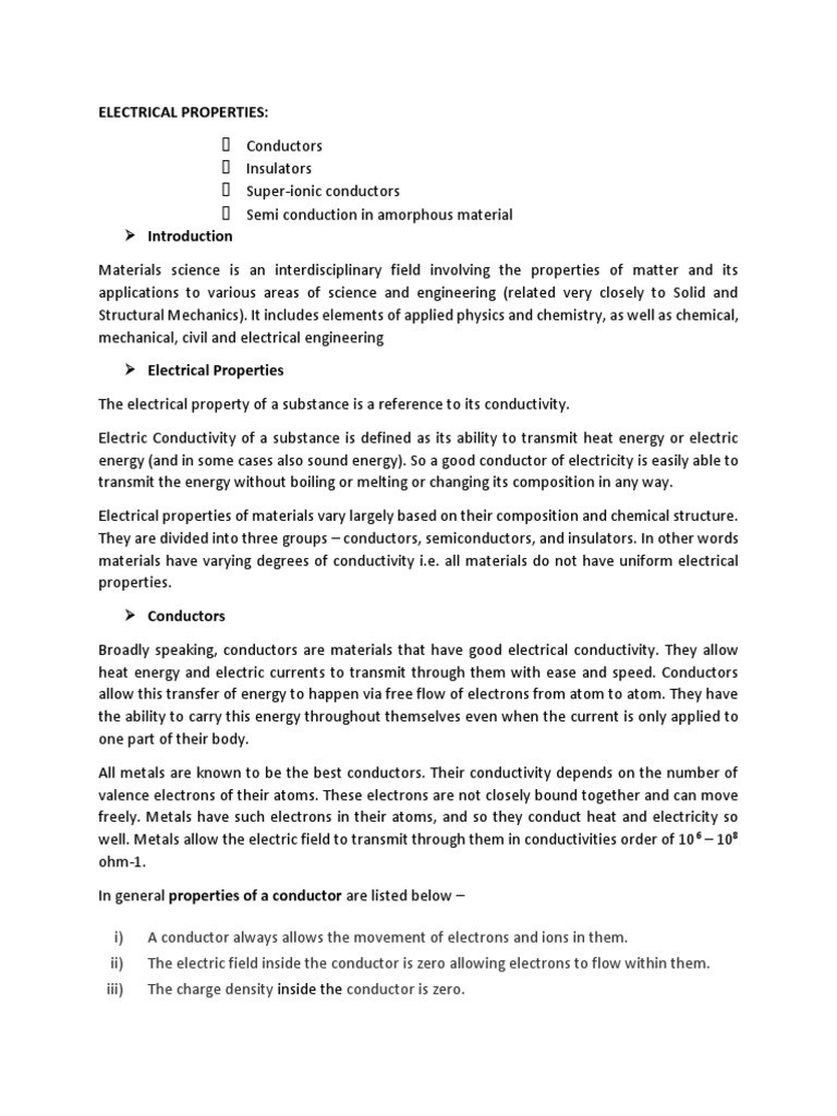 Electrical Properties | PDF