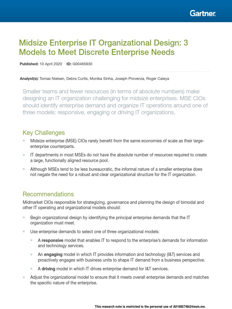 Midsize Enterprise IT Organizational Design | PDF | Chief Information ...