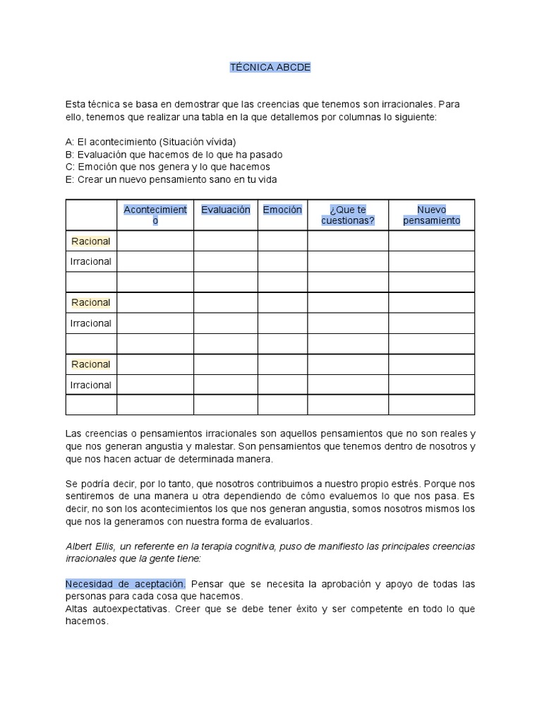 Supera Creencias Irracionales | PDF