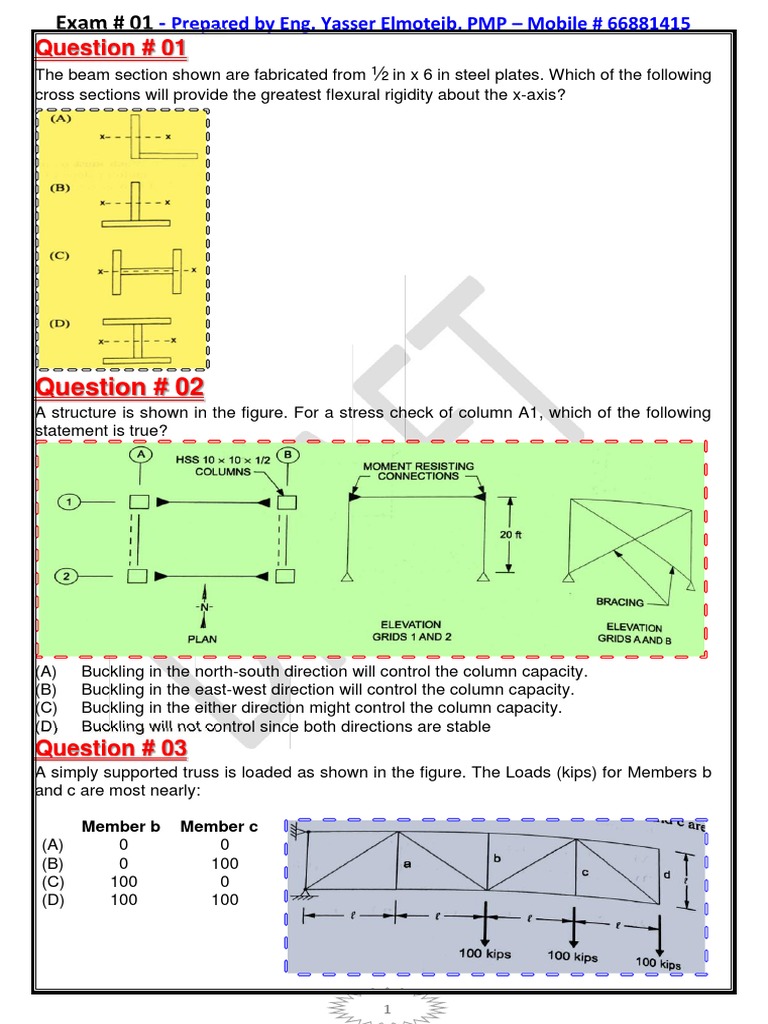 Engineering Exam Questions Overview | PDF | Buckling | Bending