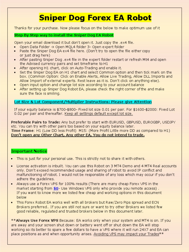 Sniper Dog Forex EA Robot: Important Notice | PDF | Foreign Exchange ...