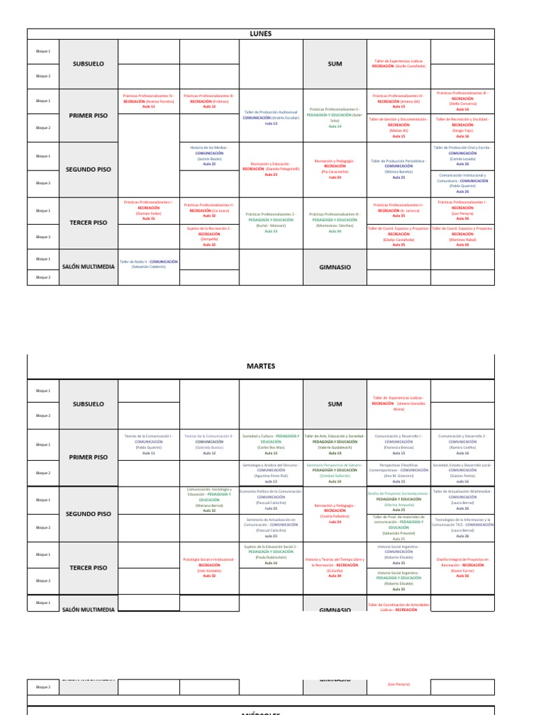 Dias y Aulas - 2C 2023 | PDF