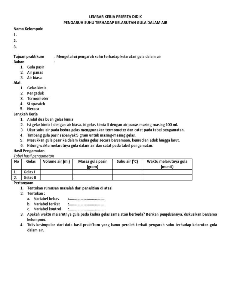 Pengaruh Suhu Terhadap Kelarutan Gula | PDF