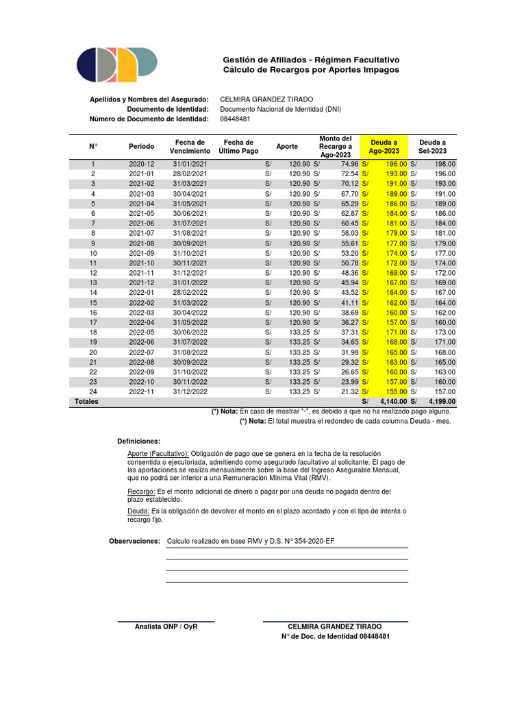 Calculo Moratorio | PDF