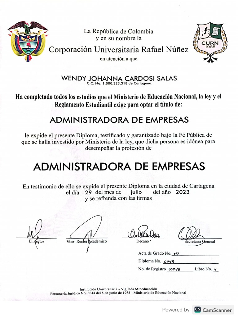 Título Administración de Empresas | PDF