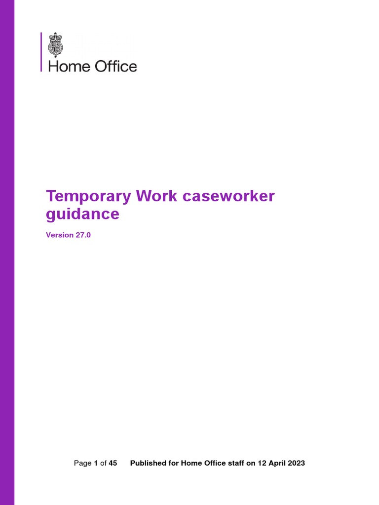 Temporary Work Caseworker Guidance UK | PDF