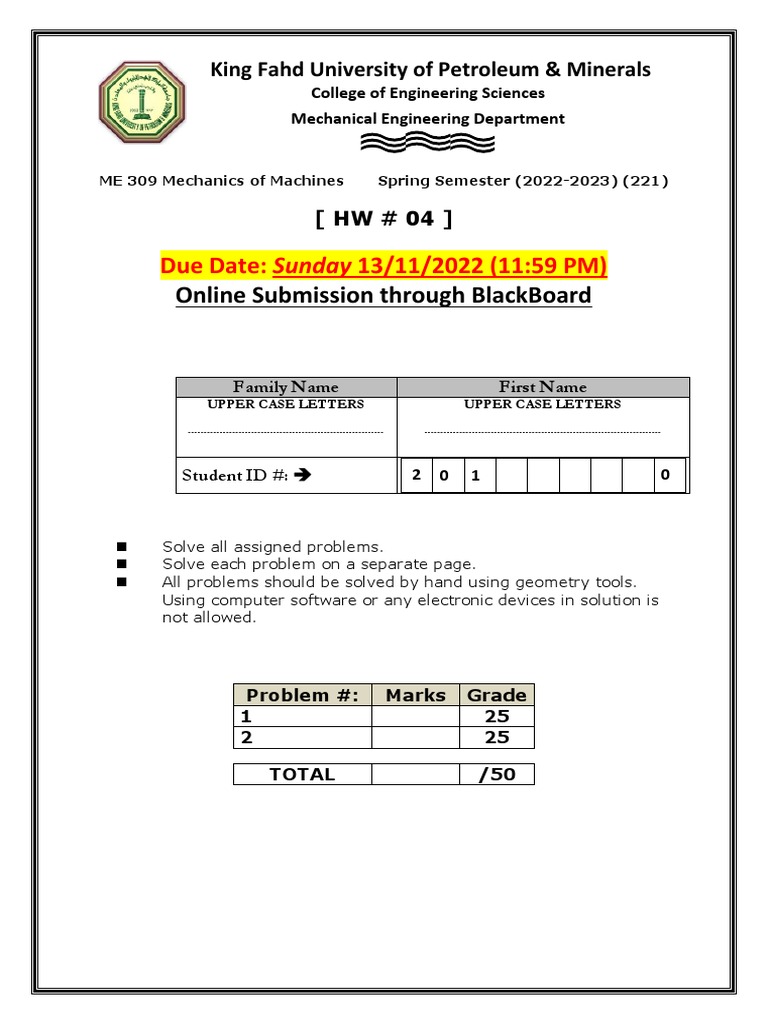 Me309 HW4 221 | Download Free PDF | Force | Mechanical Engineering