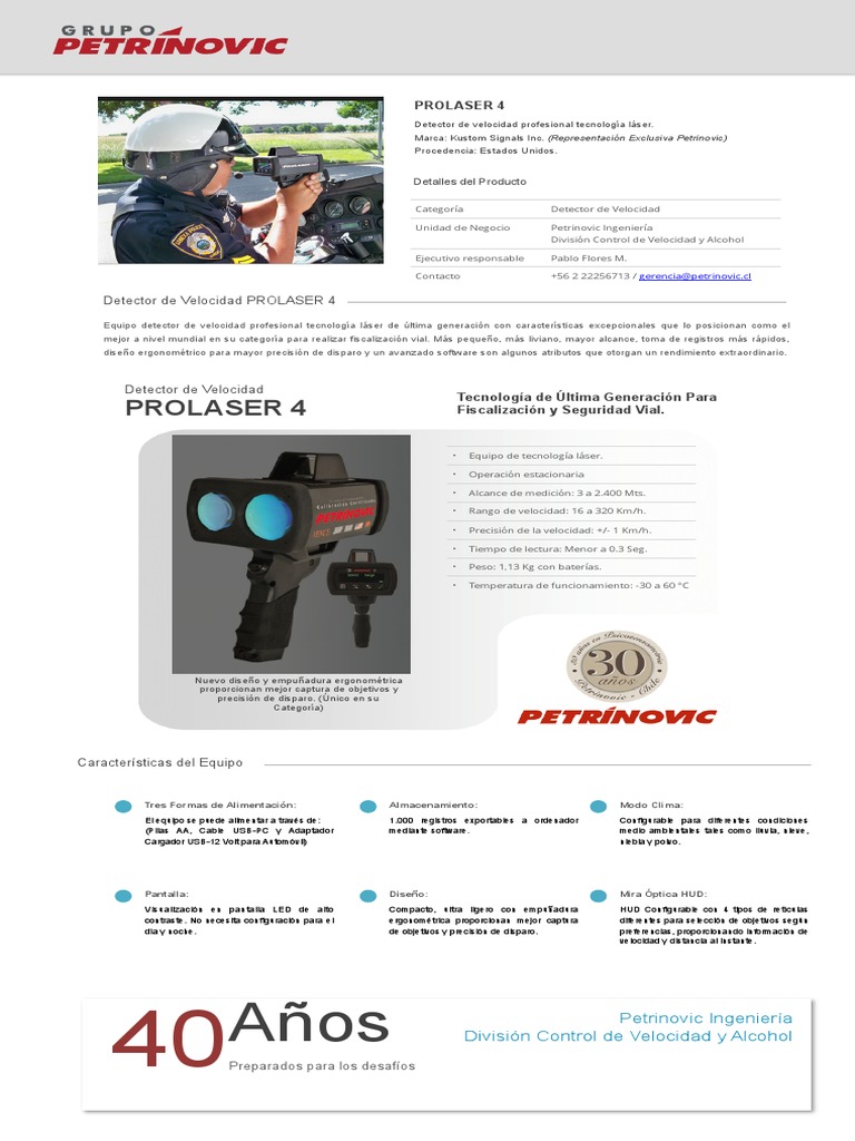 Petrinovic Detector VELOCIDAD PROLASER 4 | PDF