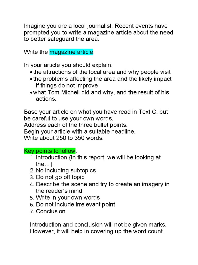 Writing A Magazine Article | PDF