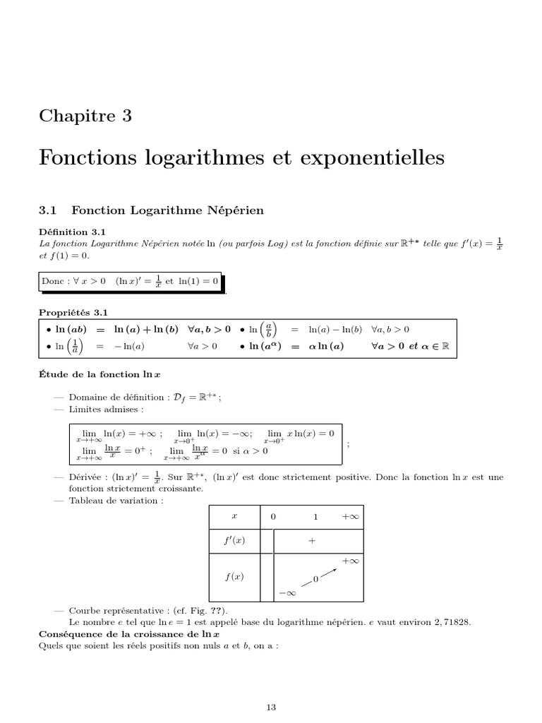 Logarithmes et Exponentielles : Concepts Clés | PDF | Logarithme | Fonction (Mathématiques)