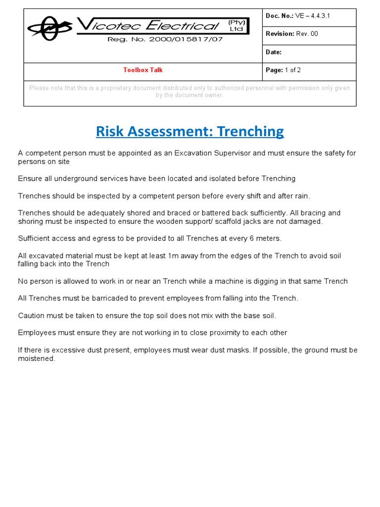 TBT - Trenching - 21112017 | PDF | Trench | Occupational Safety And Health