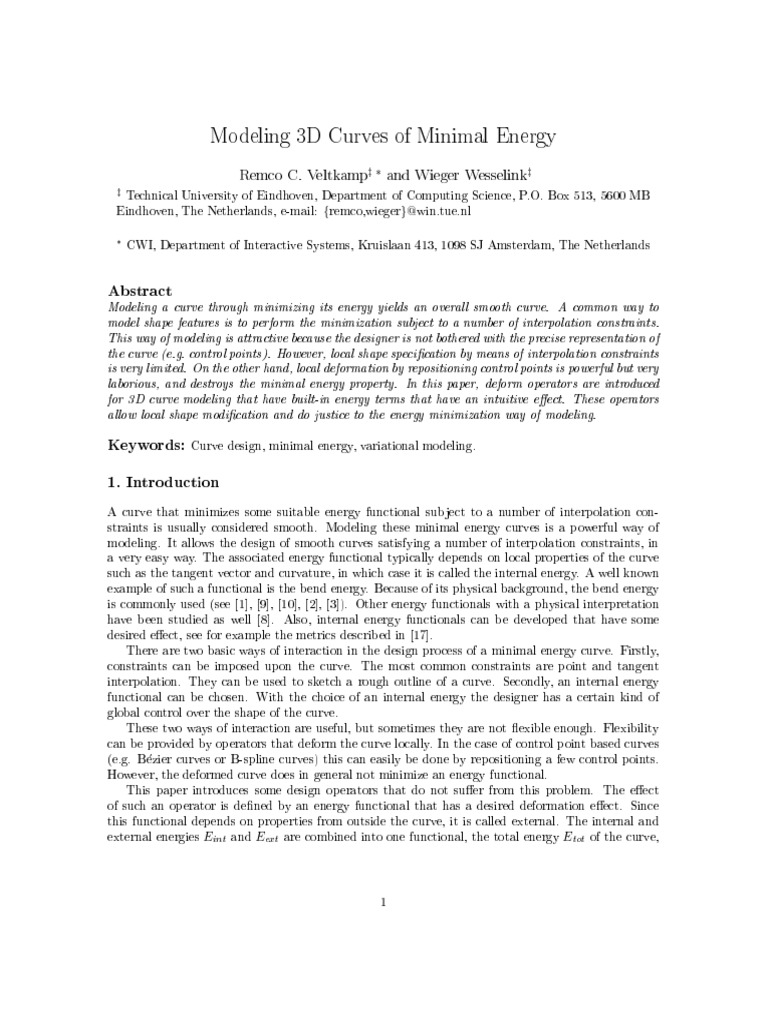 3D Minimal Energy Curve Modeling | PDF | Attractor | Applied Mathematics