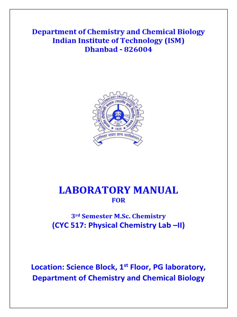 CYC 517 Physical Chemistry Lab II MSC 3rd SEM | PDF | Infrared Spectroscopy | Density Functional ...