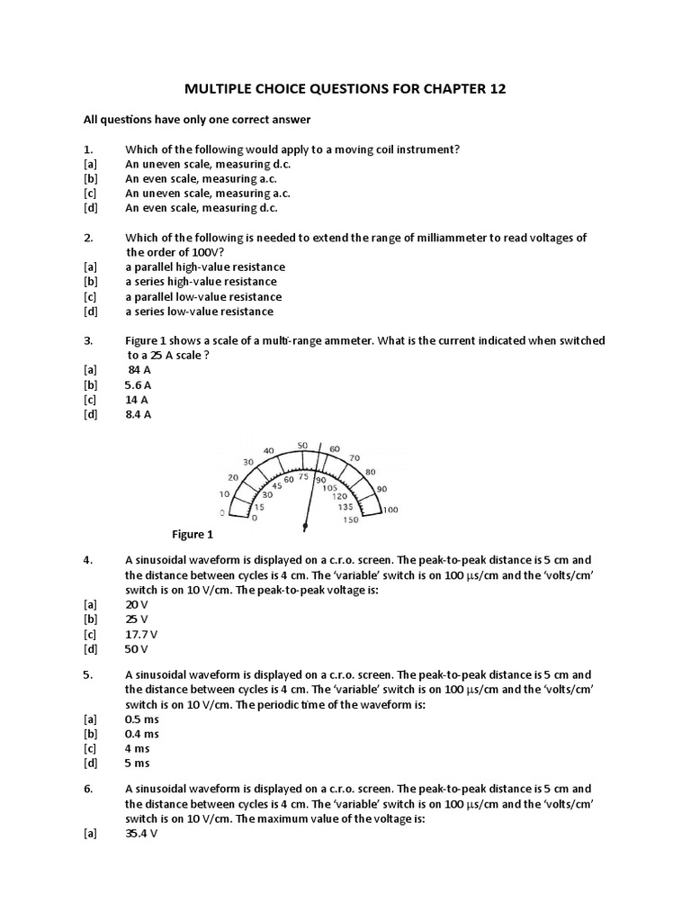 Chapter 12 Multiple Choice Questions | PDF | Amplitude | Computer ...