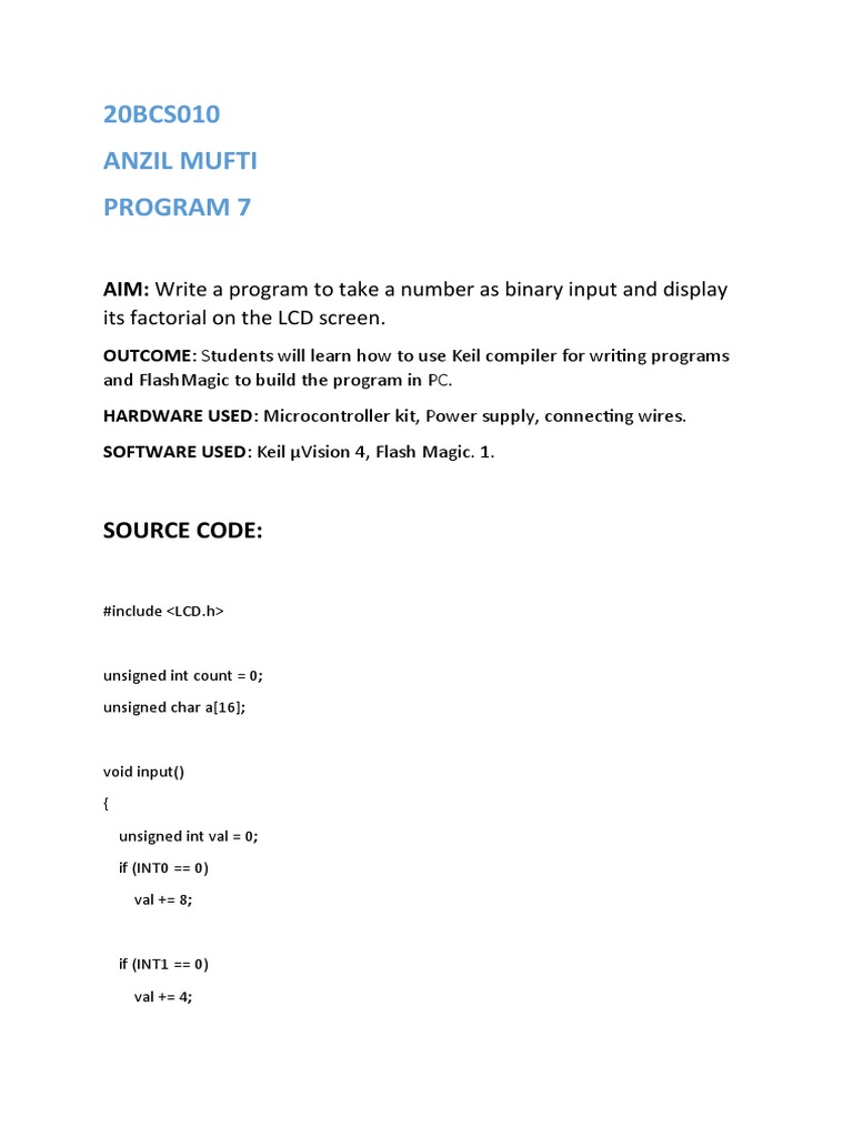 20BCS010 Anzil ESProg7ii | PDF