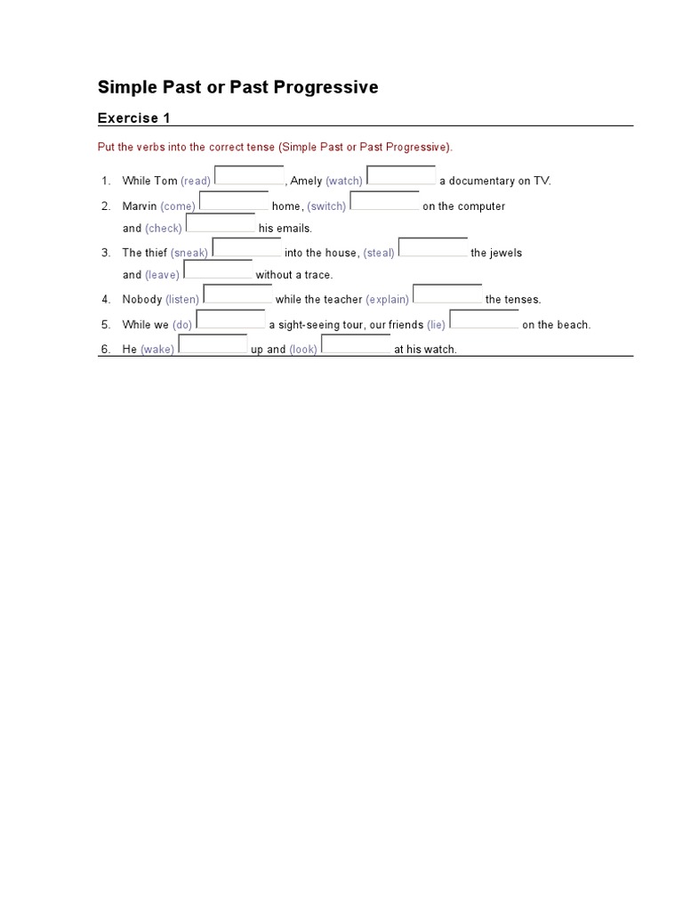 Simple Past or Past Progressive | PDF