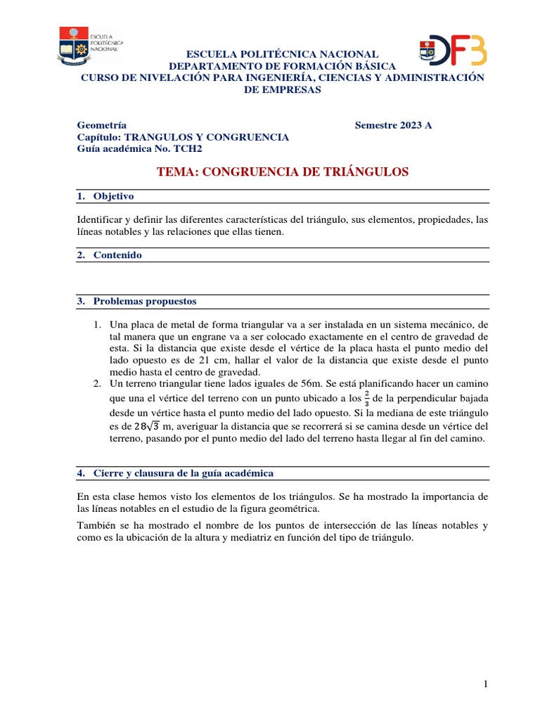 Congruencia de Triángulos C2 - Ejercicios | PDF