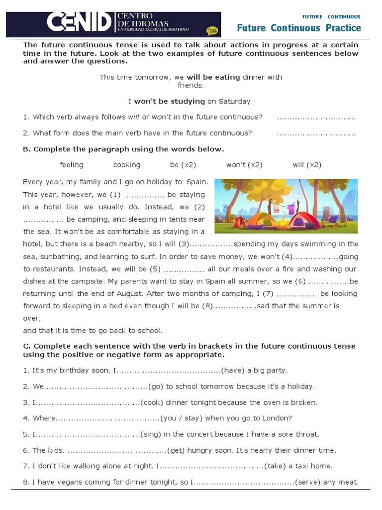 Future Continuous Practice | PDF