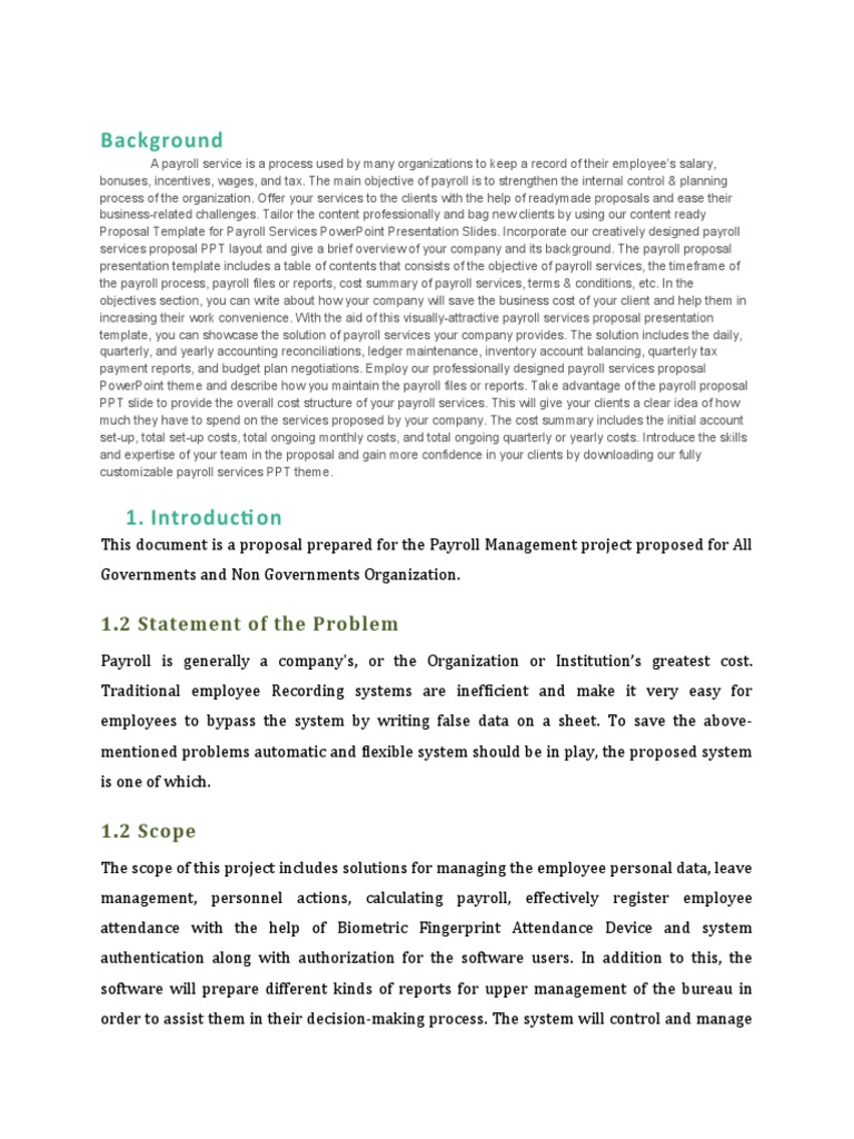 Payroll Management Project Proposal | PDF | Finance & Money Management