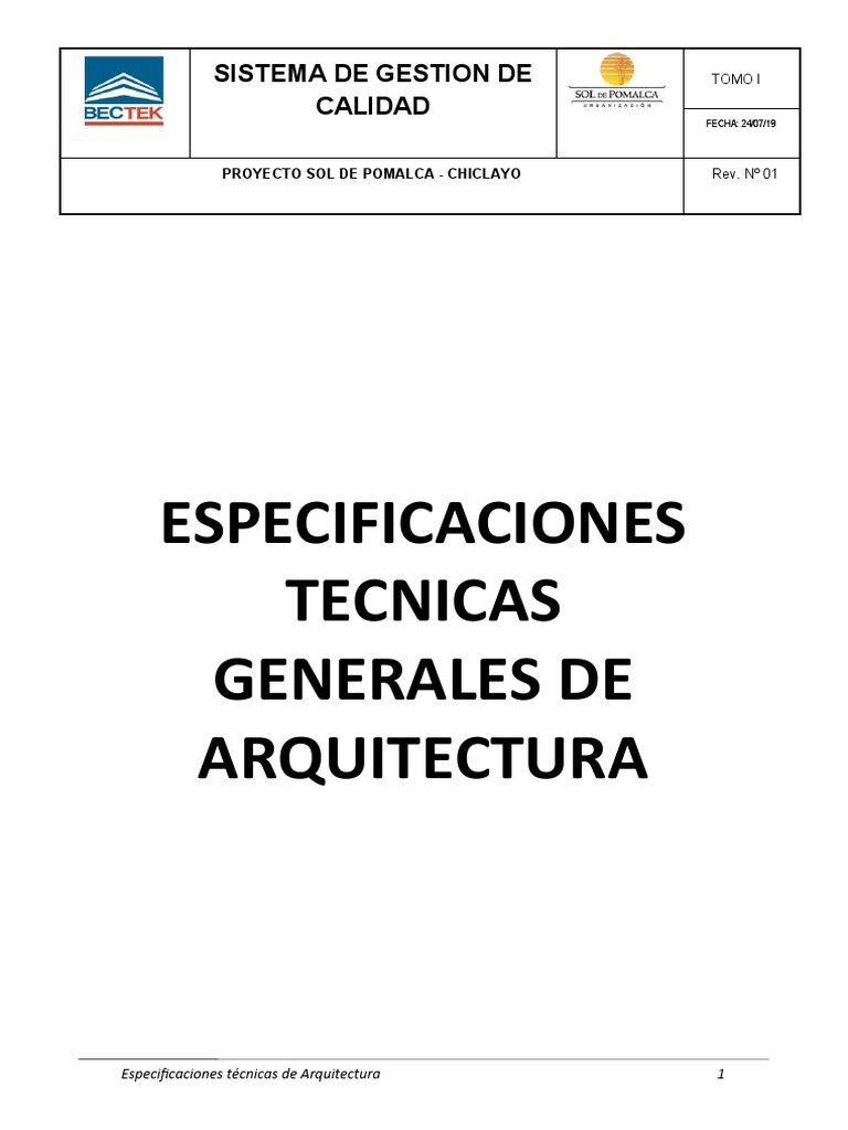 Especificaciones de Arquitectura | PDF | Pintar | Pinturas