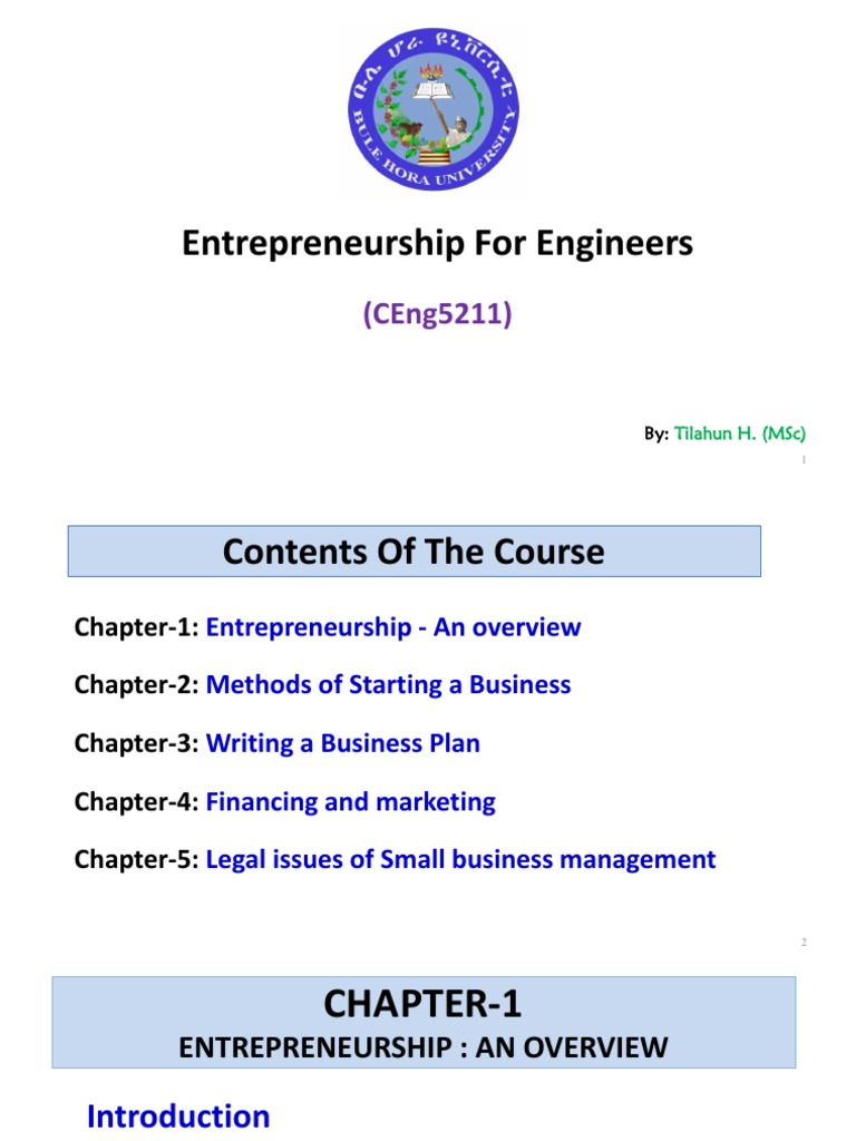 Entrepreneurship For Engineers: (Ceng5211) | PDF | Entrepreneurship ...