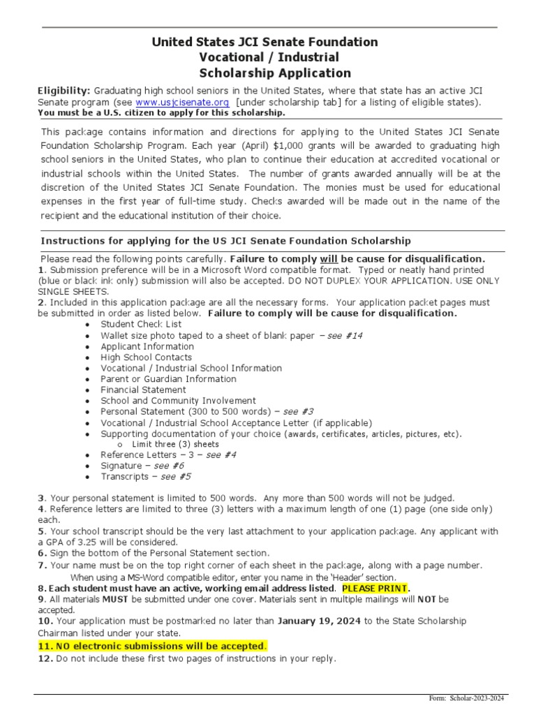 23-24 Foundation Vocational Application 073023 | PDF | Expense