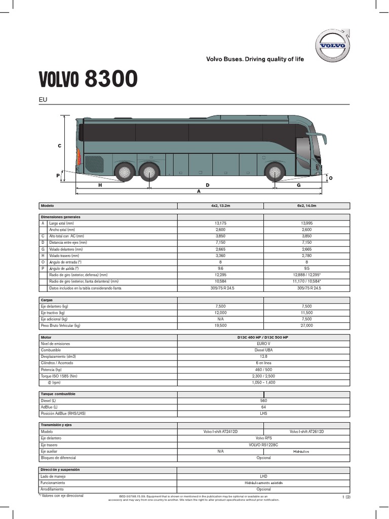 Ficha Técnica Volvo 9800 y 8300 | PDF | Sistema de freno antibloqueo ...