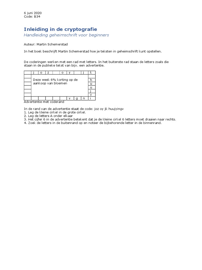 34 Inleiding in de Cryptografie | PDF