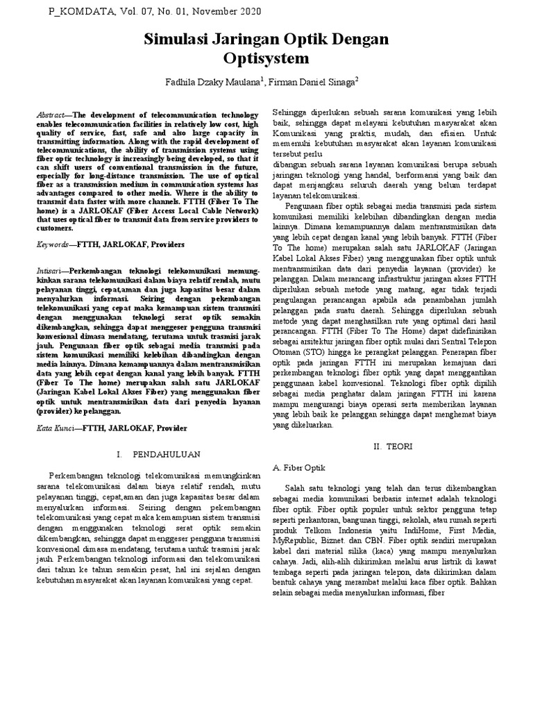Jurnal Simulasi Jaringan Optik Unit 7 | PDF