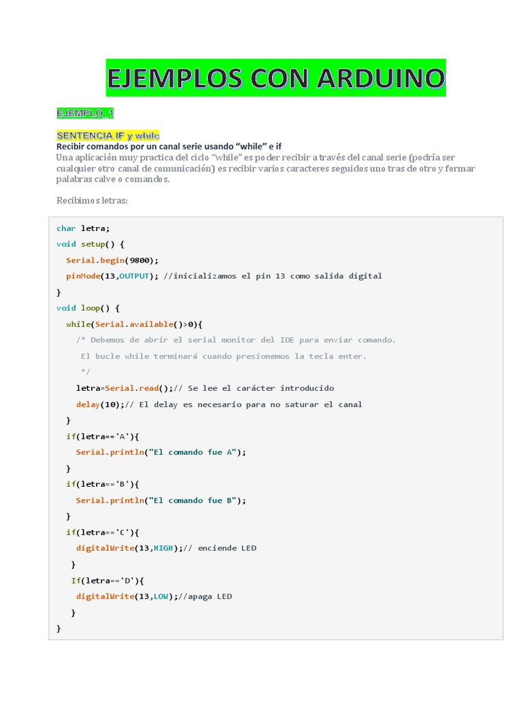 Ejemplos Con Arduino | PDF | Hardware de la computadora | Ingeniería de software
