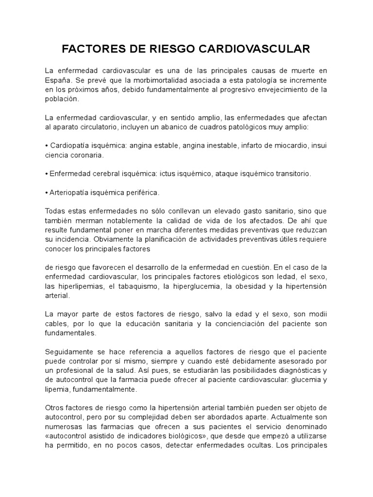 Factores de Riesgo Cardiovascular | PDF | Enfermedades cardiovasculares ...
