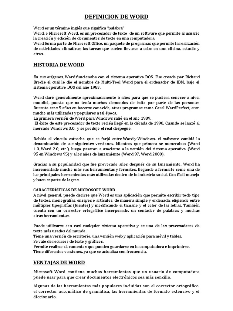 Definicion de Word | Descargar gratis PDF | Microsoft Word | Equipo de ...