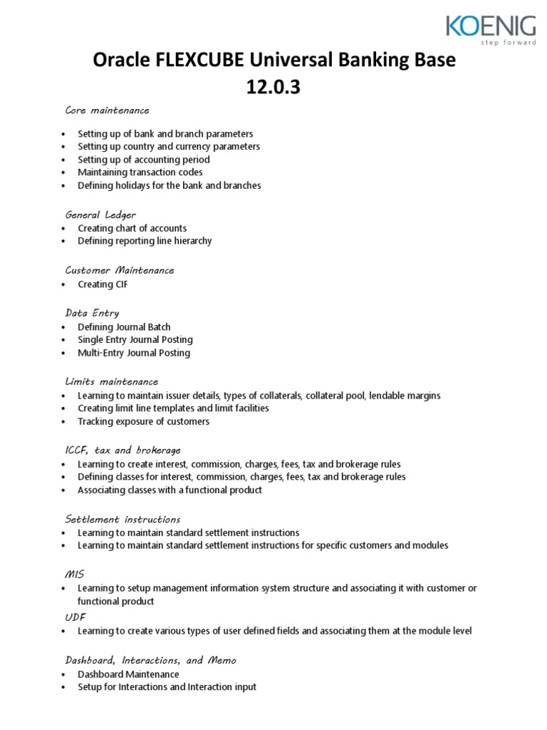 Oracle FLEXCUBE Universal Banking Base 12.0.3: Core Maintenance | PDF ...