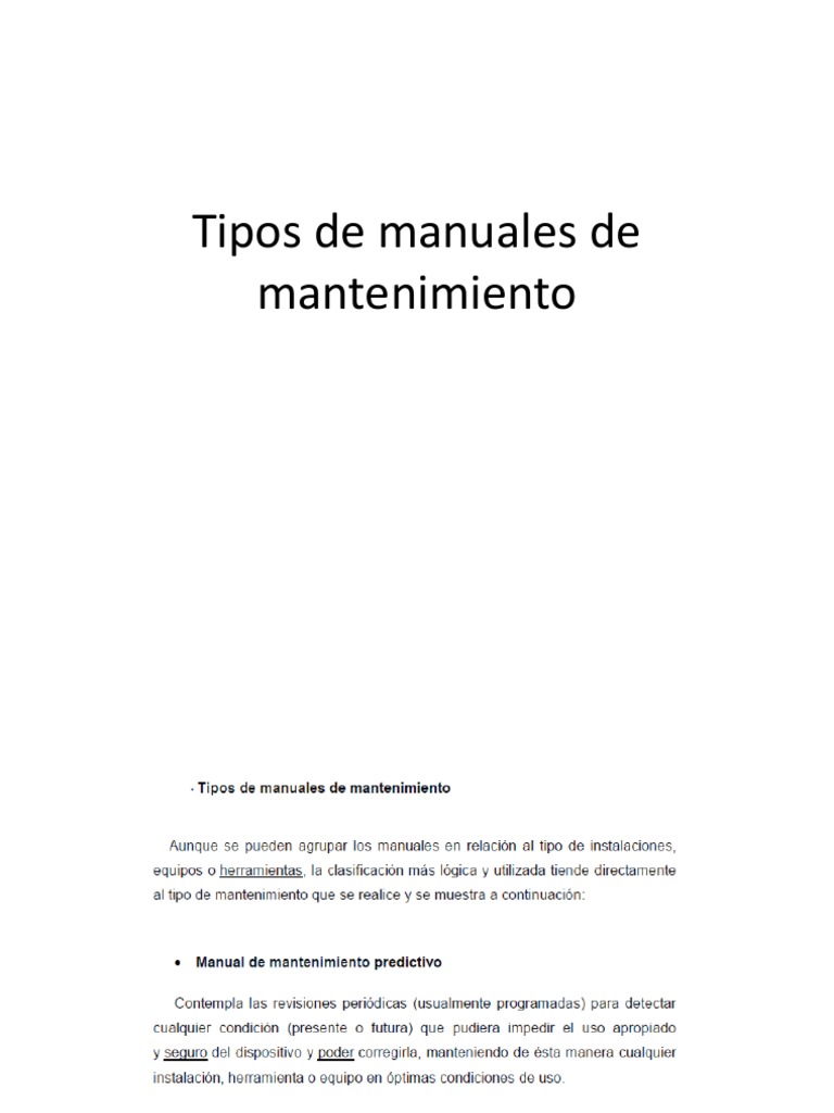 Tipos de Manuales de Mantenimiento - TAREA | PDF