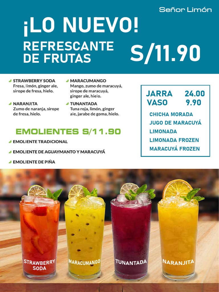 Menú 2025: Señor Limón y Bebidas | PDF